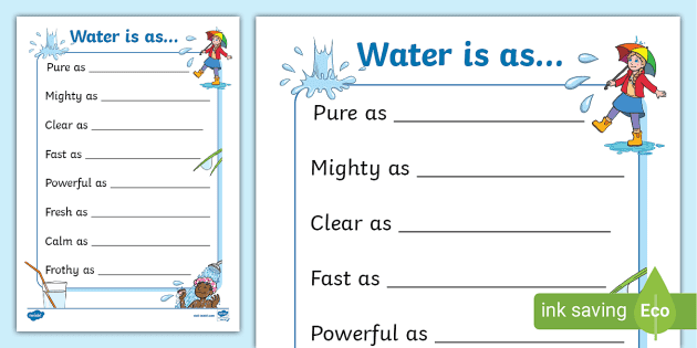 Water Simile Poem (teacher made) - Twinkl