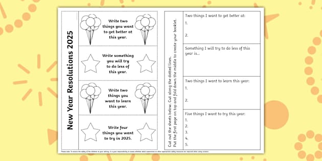 New Year Resolutions 2024 Flap Activity - Twinkl