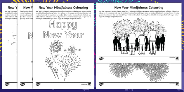 New Year Staff Mindfulness Colouring Pages (teacher made)