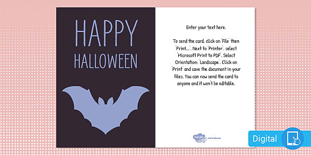 Happy Halloween Bat Editable E-Card | Twinkl Party - Twinkl