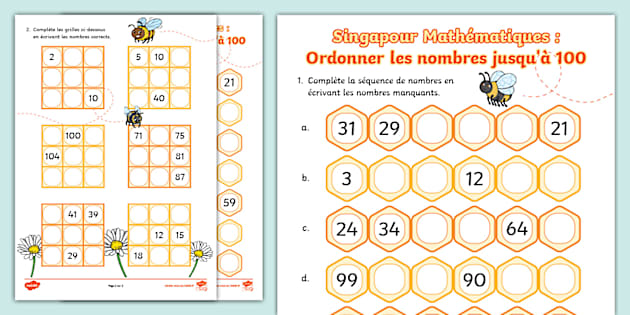 Singapour Mathématiques : Ordonner les nombres jusqu'à 100