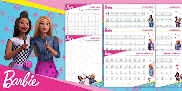 Barbie: Letters, Numbers and Shapes Tracing Activity Sheet