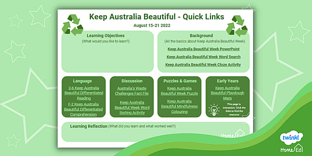FREE! - Keep Australia Beautiful Week Quick Links - Twinkl
