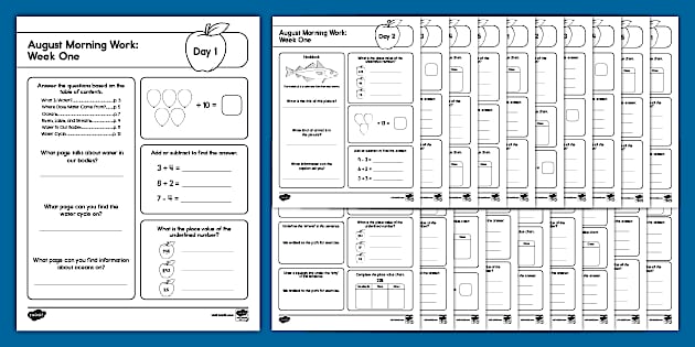 Second Grade August Morning Work Bundle (Teacher-Made)