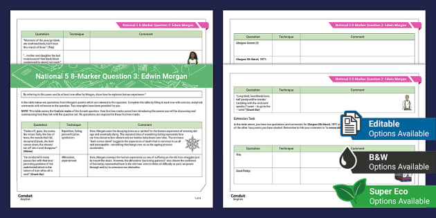 National 5 8-Mark Question 3: Edwin Morgan (teacher made)