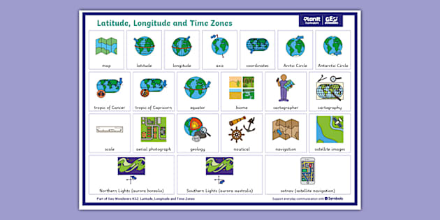Twinkl Symbols: Latitude, Longitude and Time Zones: AAC Mat