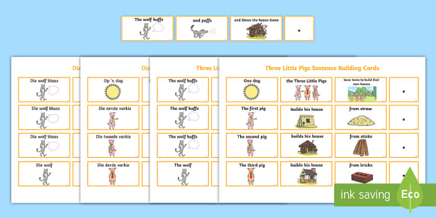 The Three Little Pigs Sentence Building Cards English Afrikaans the-three-little-pigs-sentence-building-cards-english-afrikaans