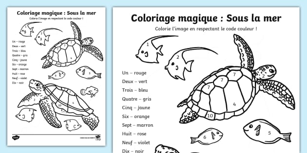 Coloriage magique : Sous la mer (teacher made) - Twinkl