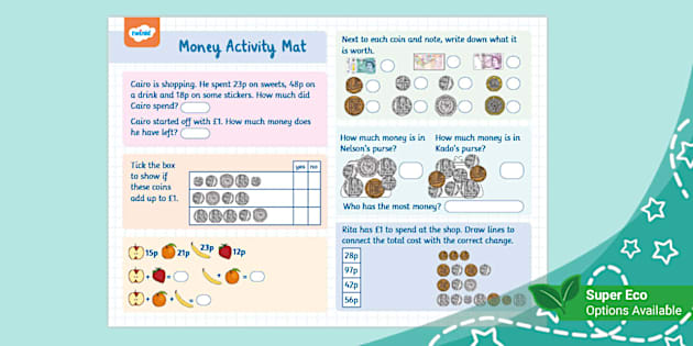 Money Activity Mat (Ages 5 - 7) (teacher made) - Twinkl