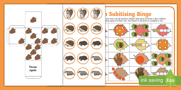 Autumn Subitising Bingo Game | Twinkl (professor feito) Autumn Subitising Bingo Game | Twinkl (professor feito)