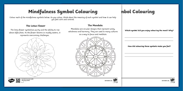 Mindfulness Symbol Colouring Activity (teacher made)