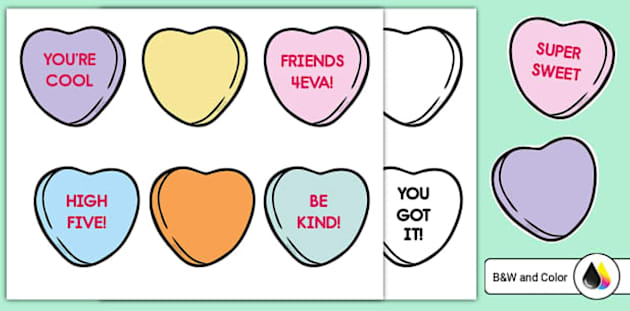 Valentine's Day Sweet Heart Messages Cut Outs English