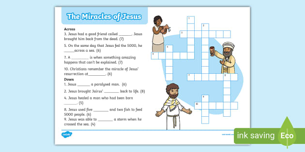 The Miracles of Jesus Crossword - KS1 - Religion - Twinkl