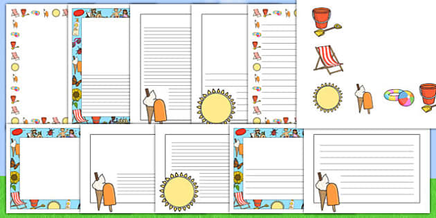 Pack de bordes: Mis vacaciones de verano - Escritura