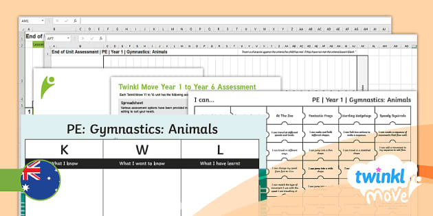 Move PE Year 1 Gymnastics: Animals Assessment Pack - Twinkl