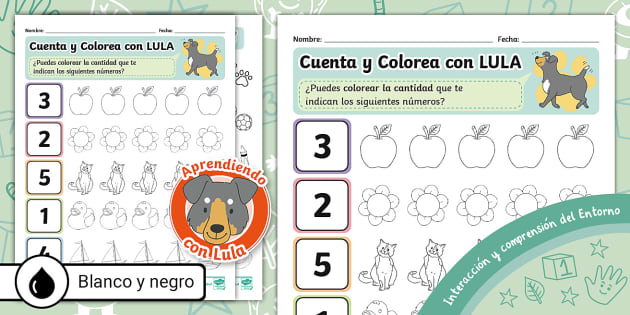 contar | colorear | números | 1 al 10 | contabilizar