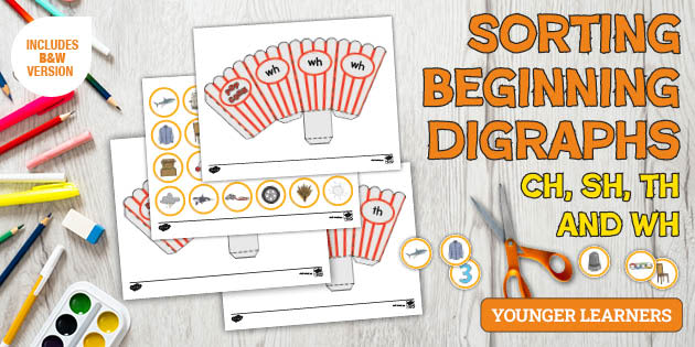 Sorting Beginning Digraphs ch, sh, th and wh Cut-Outs