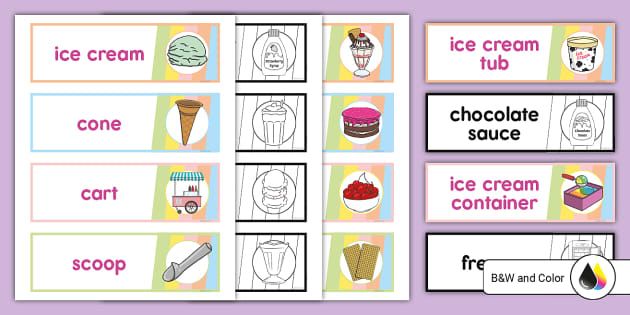 Ice Cream Shop Dramatic Play Word Cards - Twinkl