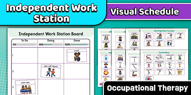 Independent Work Station Visual Schedule for Occupational Therapy and