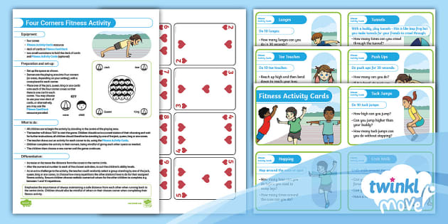 National Fitness Day - 4 Corners Fitness Activity - Twinkl