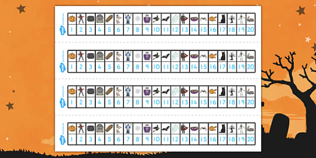 Halloween Number Track 0 to 20 (Hecho por educadores)