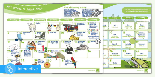May Events and Play-Along Calendar Pack (2024) - Twinkl