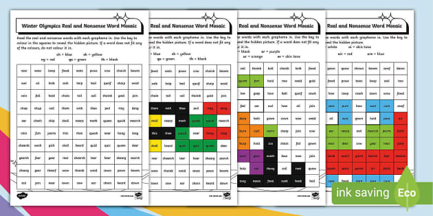 Winter Olympics Phase 3 Phonics Mosaic Worksheet / Worksheets
