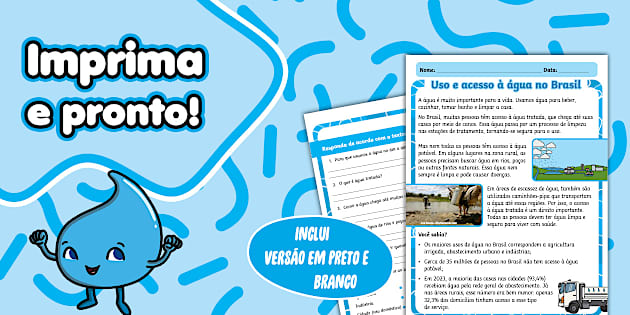 Uso e acesso à água no Brasil - Leitura e compreensão de texto