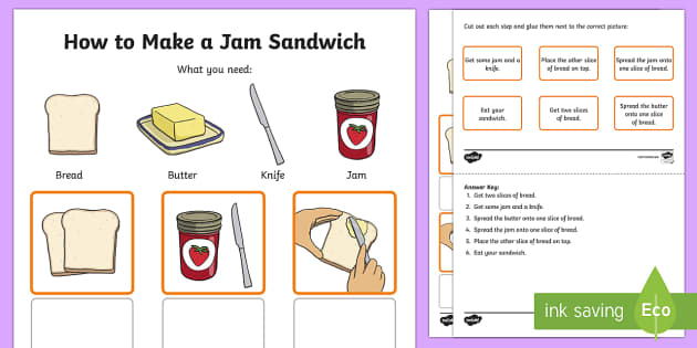How To Make A Jam Sandwich Procedure Word And Picture Matching
