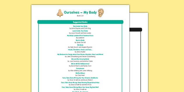 All About Me Books EYFS | My Body Book List (teacher made)