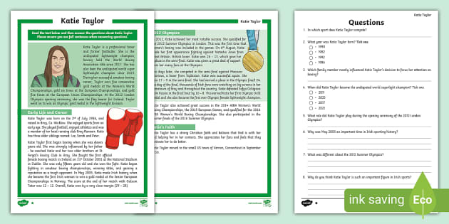 Katie Taylor Comprehension Activity Week Twenty Homework