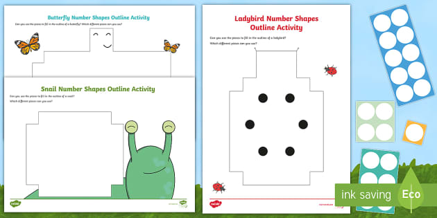 Minibeast-Themed Number Shape Outlines Activities Resource Pack