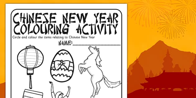 Chinese New Year Colouring Activity - chinese new year, colour
