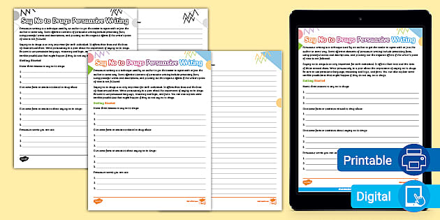 Say No to Drugs Persuasive Writing Activity - Twinkl