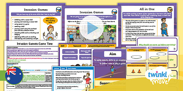 Move PE Year 2 Invasion Games Lesson 6: Game Time Lesson Pack