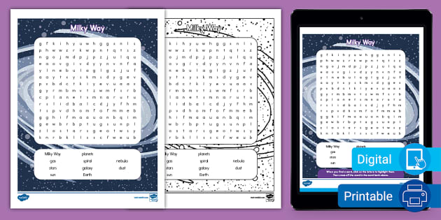 Milky Way Word Search for K-2nd Grade - Twinkl