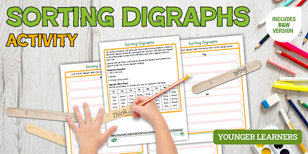 Craft Stick Sorting Digraphs Activity