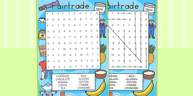Fairtrade Fortnight Wordsearch Differentiated (teacher made)