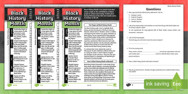 UKS2 Black History Month Differentiated Comprehension