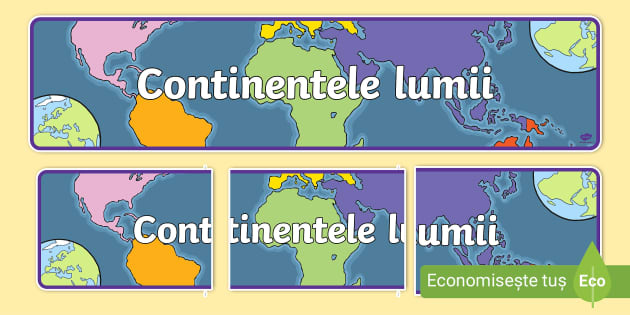 Continente ale lumii – Banner (teacher made) - Twinkl