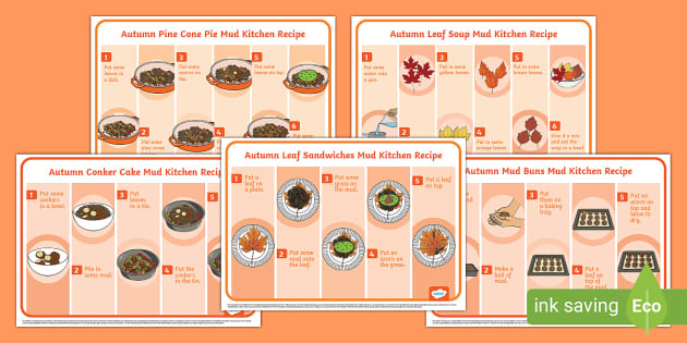 Autumn Mud Kitchen Prompt Card Recipe Resource Pack | Twinkl
