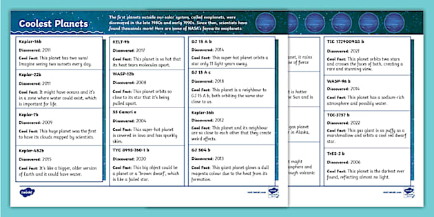 Coolest Planets Fact File (teacher made) - Twinkl