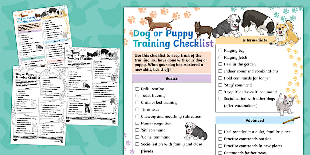 Dog or Puppy Training Checklist (teacher made) - Twinkl