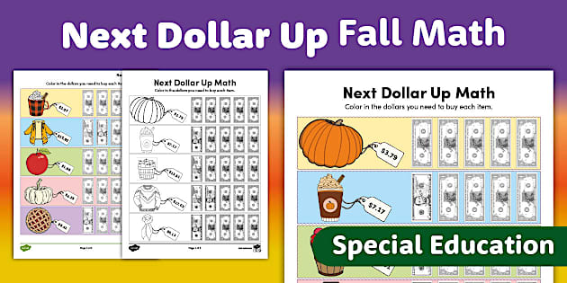 Next Dollar Up Functional Math Worksheets | Fall Shopping