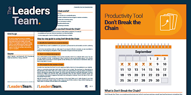 Productivity Tool: Don't Break the Chain - Leaders
