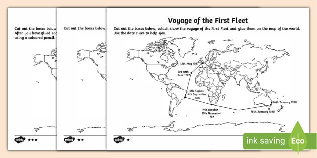 The First Fleet Mapping the Voyage Differentiated Worksheet