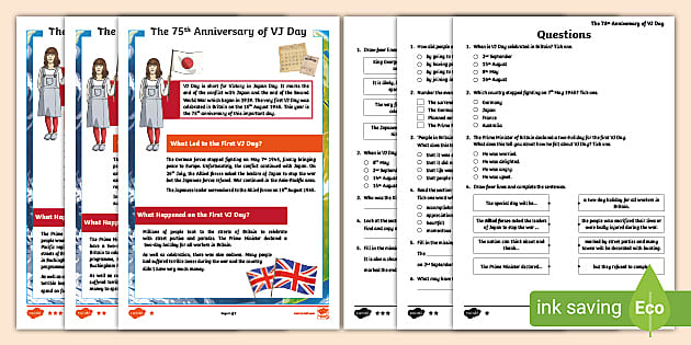 LKS2 The 75th Anniversary of VJ Day Differentiated Reading Comprehension