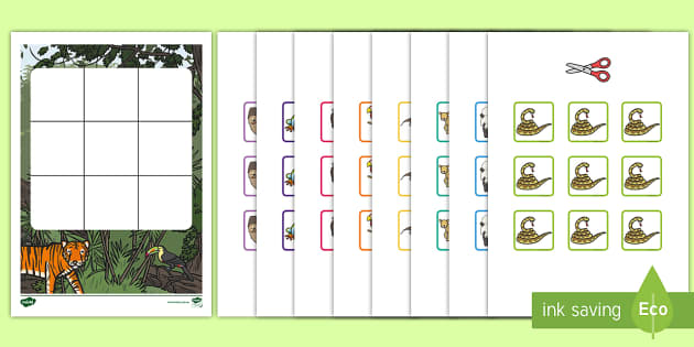 Three in a Row Jungle and Rainforest Activity - Twinkl