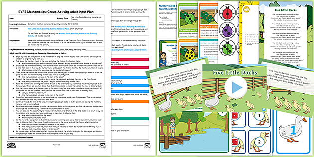 EYFS Maths: Five Little Ducks Matching Numeral and Quantity Group Activity