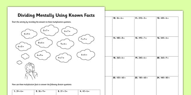 Dividing Mentally Using Known Facts teacher Made Twinkl